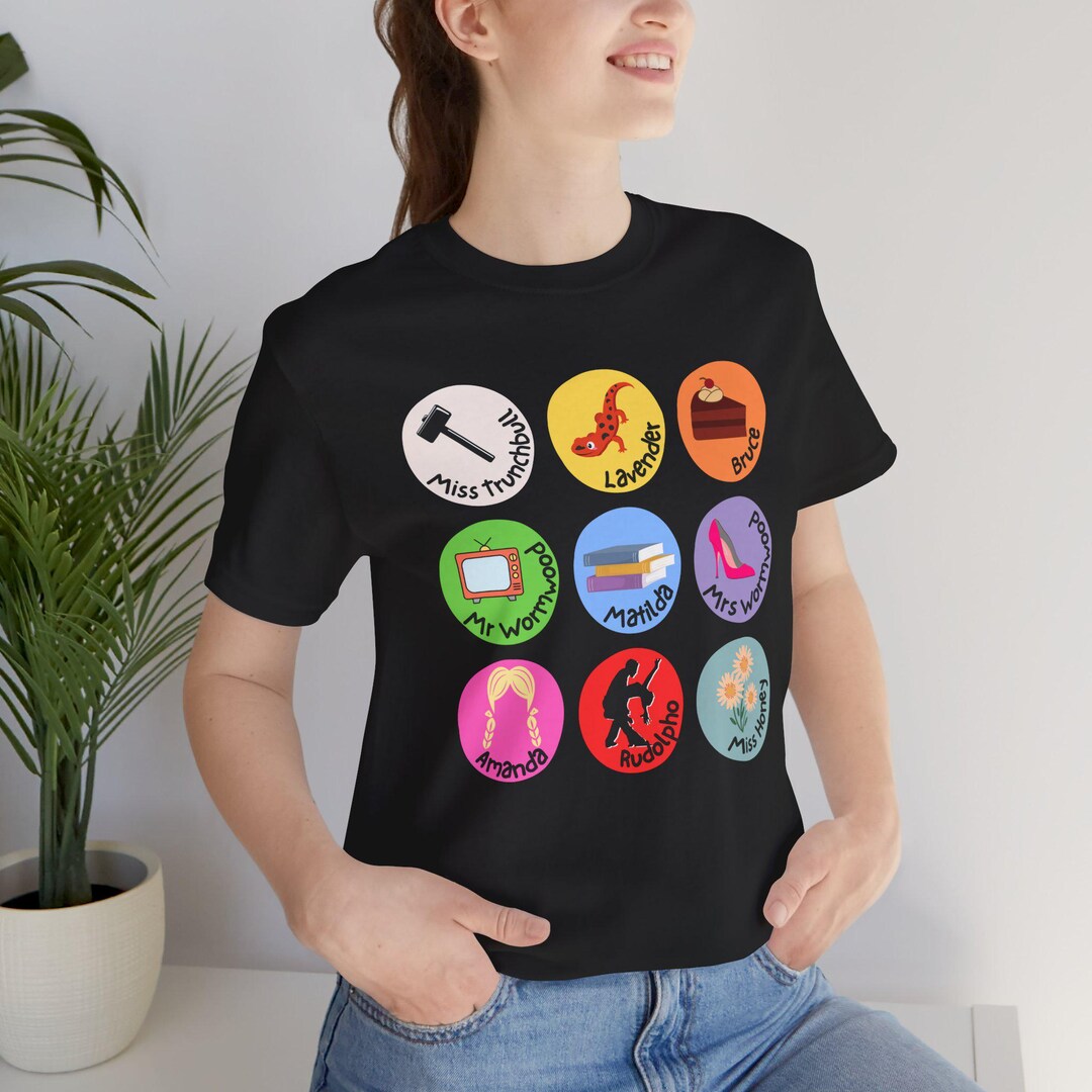 Characters of Matilda Adult Unisex Tshirt, Miss Honey Tee, Trunchbull ...