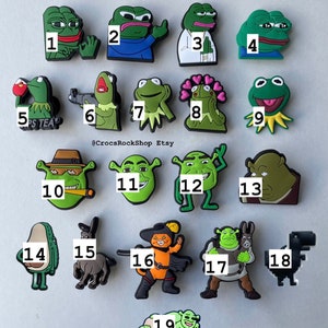 Shrek Kermit Pepe Crocs Charms for Funny Meme Shoe Accessories for ...