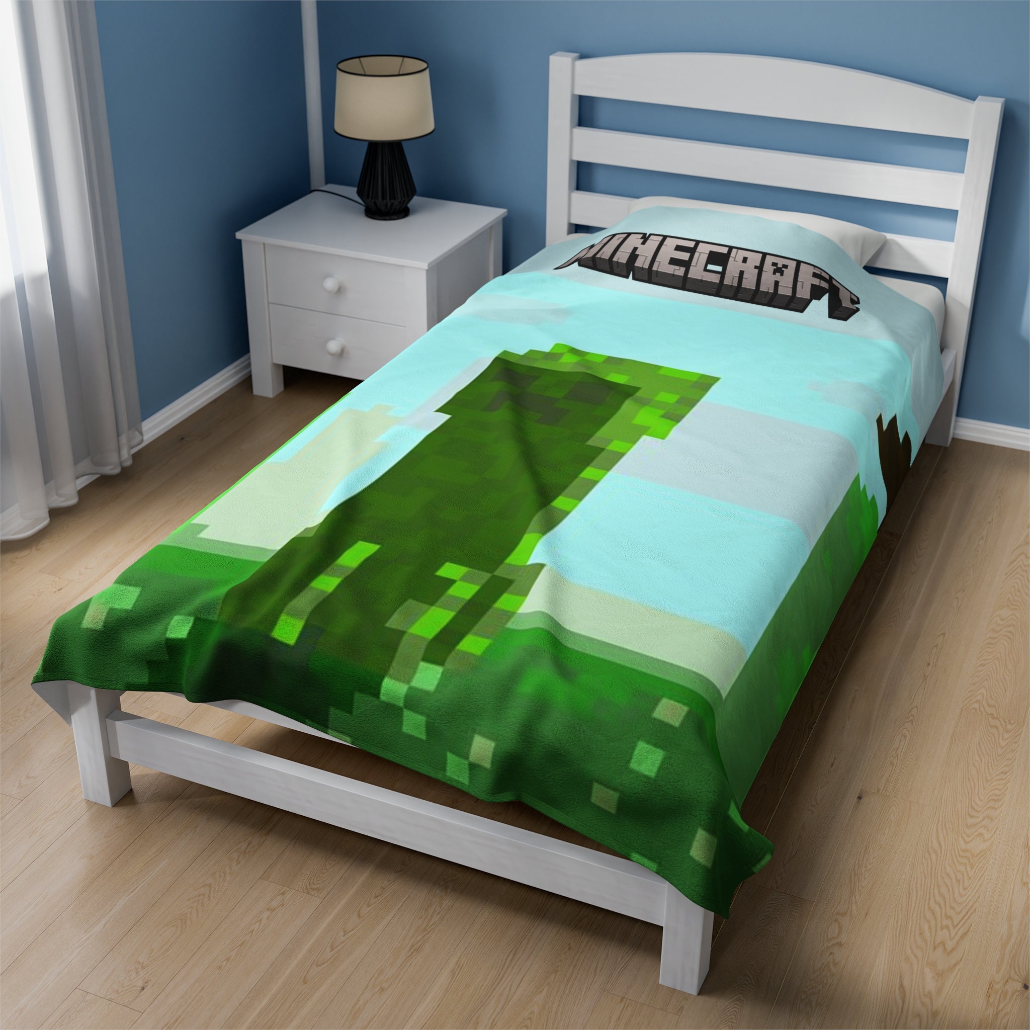 Velveteen Minecraft Creeper Plush Blanket (3 Sizes) - Etsy
