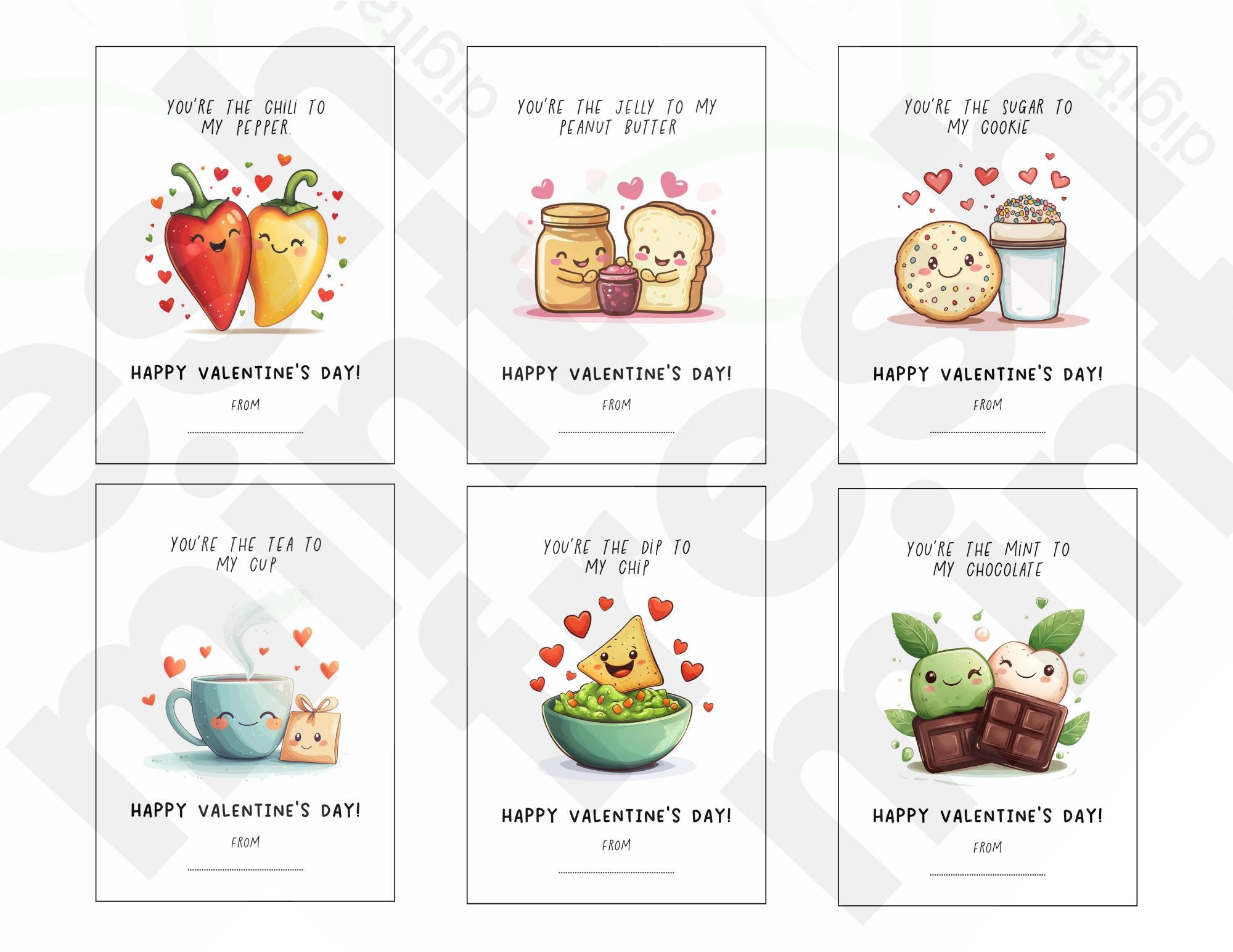 Food Puns Cute Valentine Cards, Funny Valentine's Day Printable Cards ...