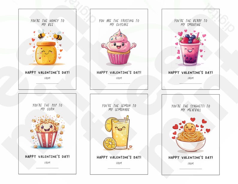 Food Puns Cute Valentine Cards, Funny Valentine's Day Printable Cards ...