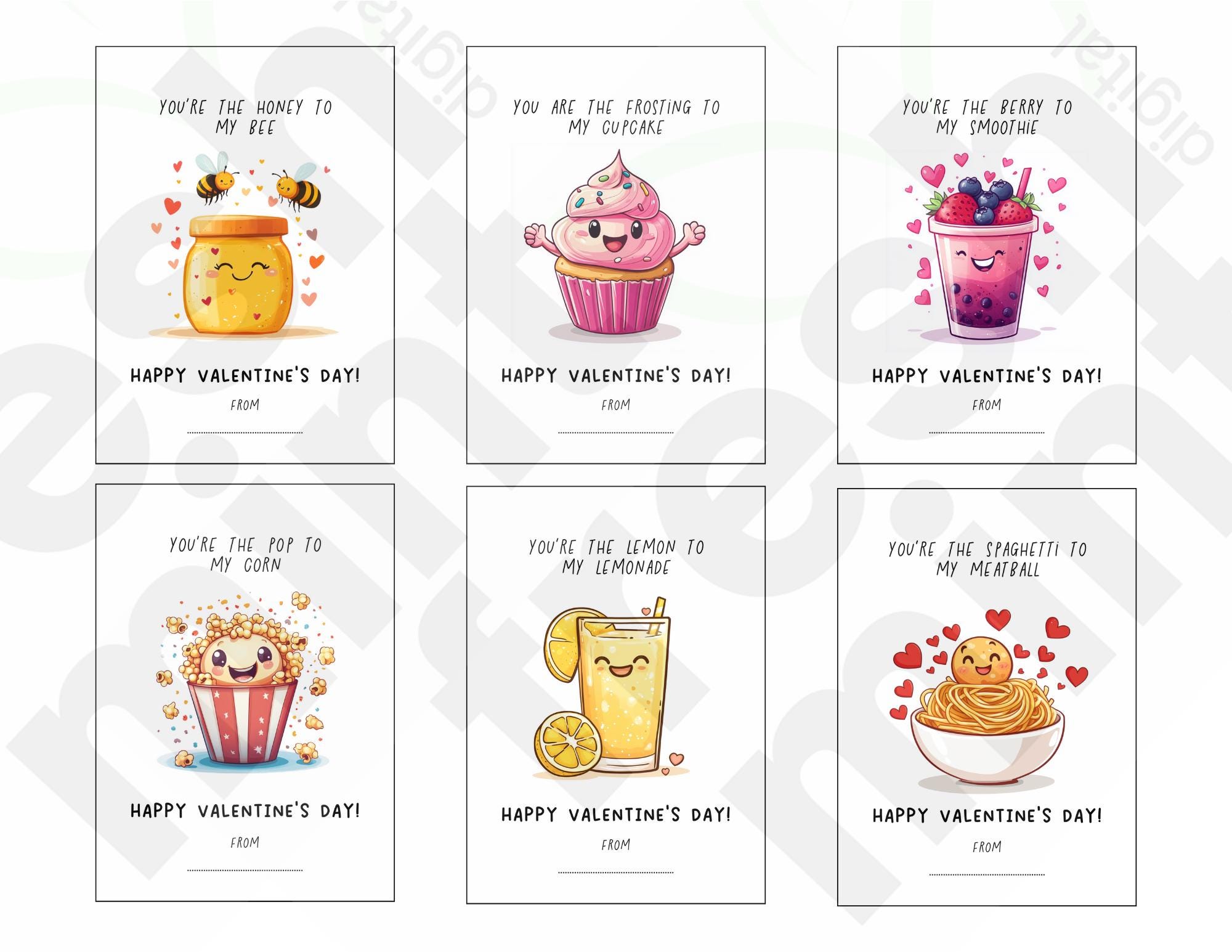 Food Puns Cute Valentine Cards, Funny Valentine's Day Printable Cards ...