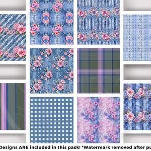 20 Blue and Pink Watercolor Printable Paper Shabby Chic Floral Seamless ...
