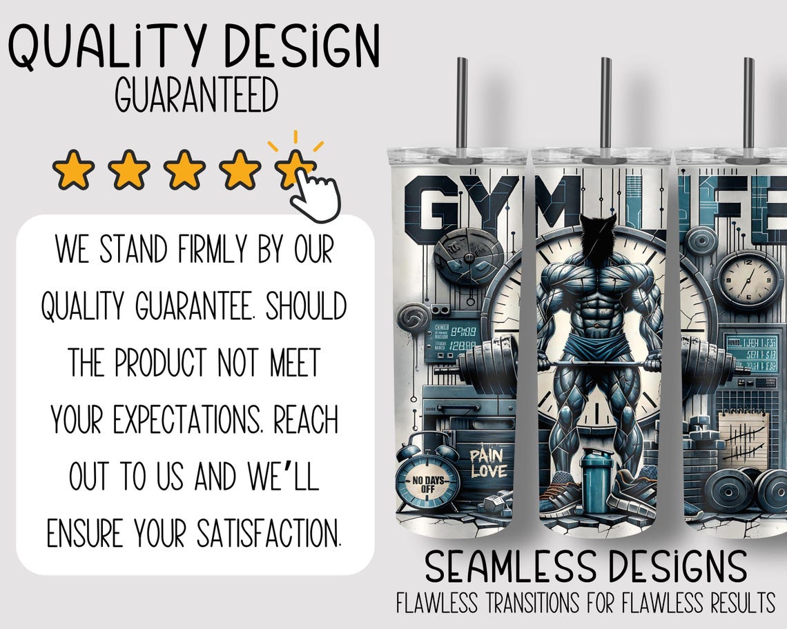 Fitness Tumbler Wrap Design, Gym Life PNG File, Digital Gym Life ...