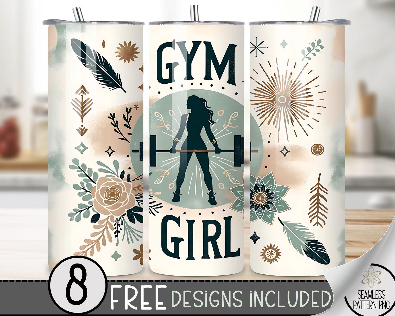 Fitness Tumbler Wrap Design, Gym Girl PNG File, Digital Gym Life ...