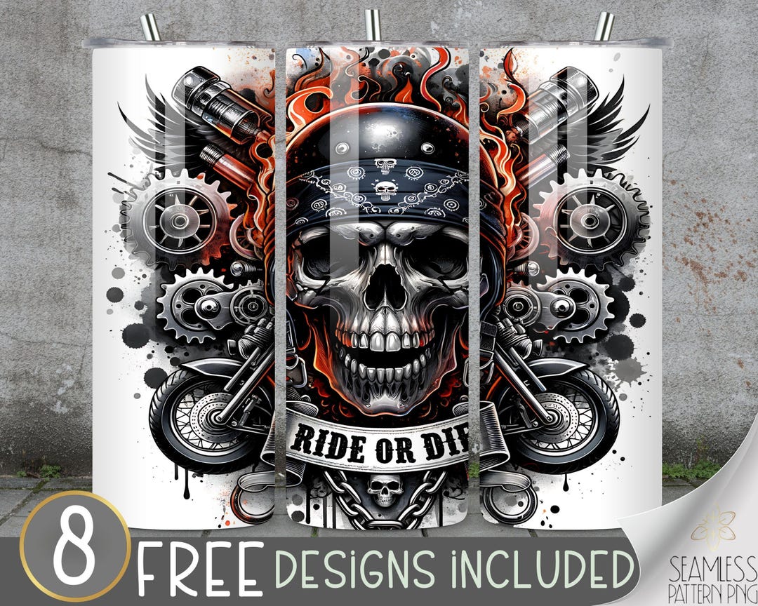 Motorcycle Tumbler Wrap, Seamless Motorcycle Wrap Tumbler, 20oz ...