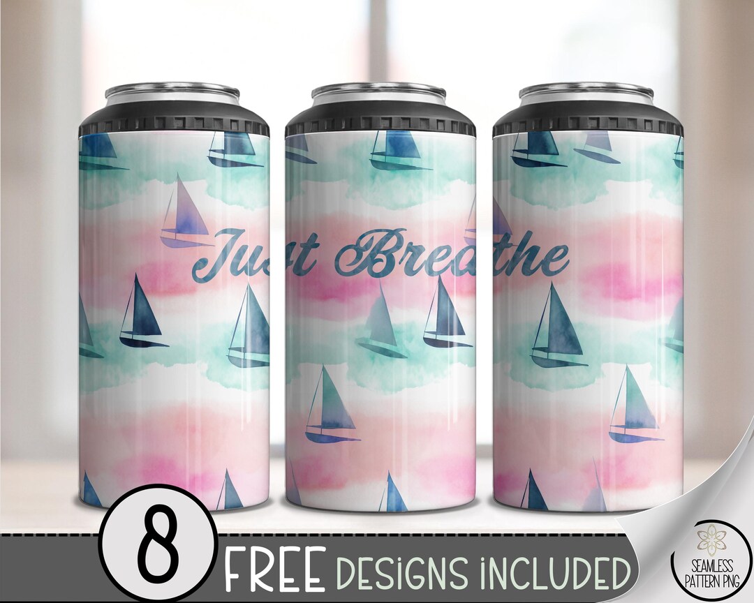 Just Breathe 4-in-1 Can Cooler Wrap PNG, 16 Oz Sailboat Sublimation ...