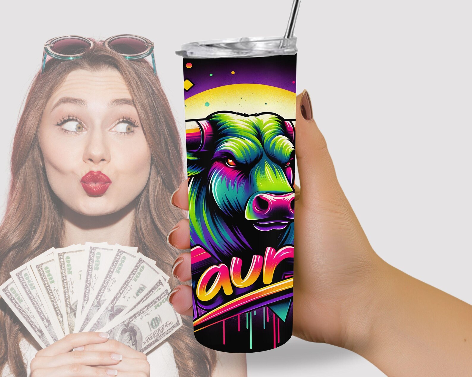 Airbrush Zodiac Tumbler Wrap, Taurus 20 Oz Skinny Tumbler Sublimation ...