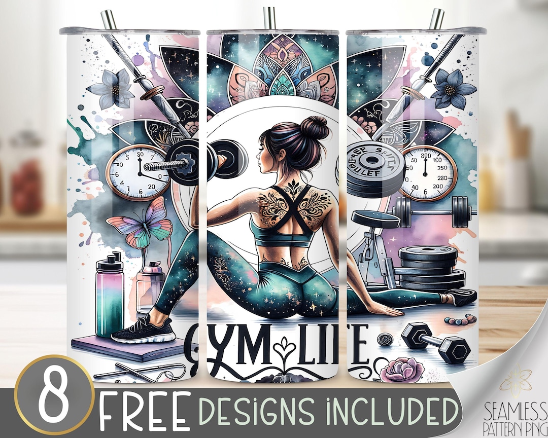 Fitness Tumbler Wrap Design, Gym Life PNG File, Digital Gym Life ...