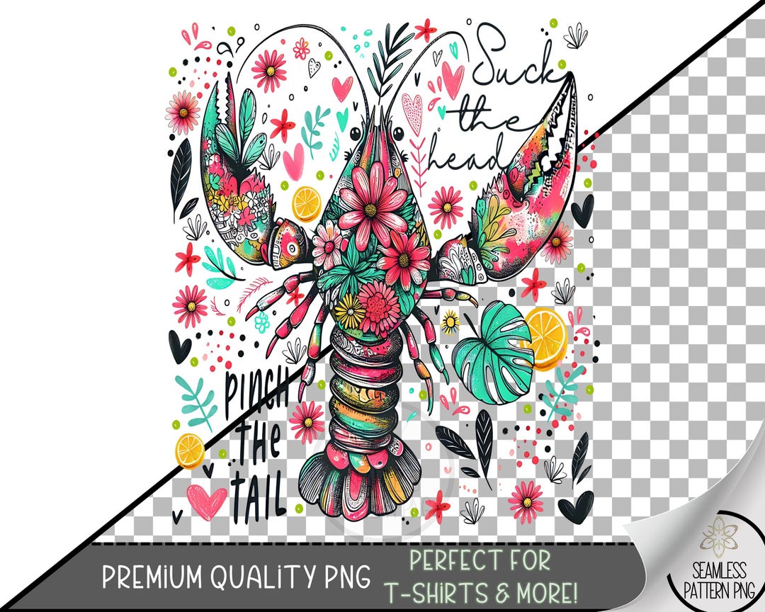 Fun Crawfish PNG Design Transparent Crawdad Preppy Suck the Head Pinch ...