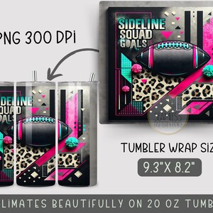 Sideline Squad Goals Tumbler Wrap, Neon Sports Sublimation 20 Oz Skinny ...
