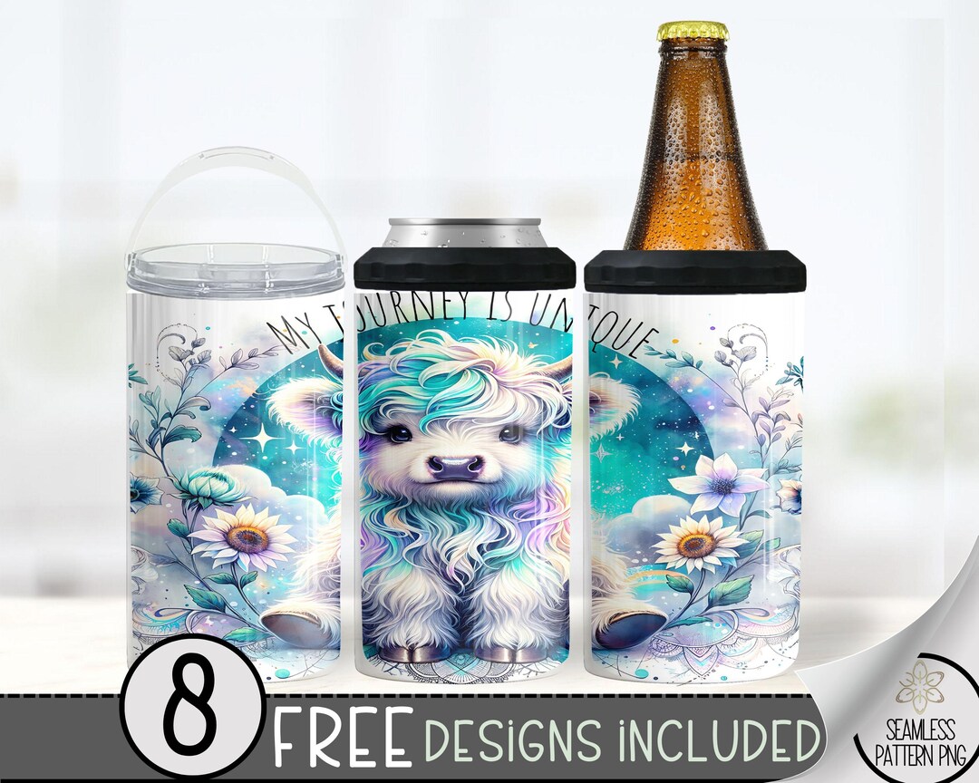 Highland Cow Can Cooler Design, Affirmation Sublimation Design ...