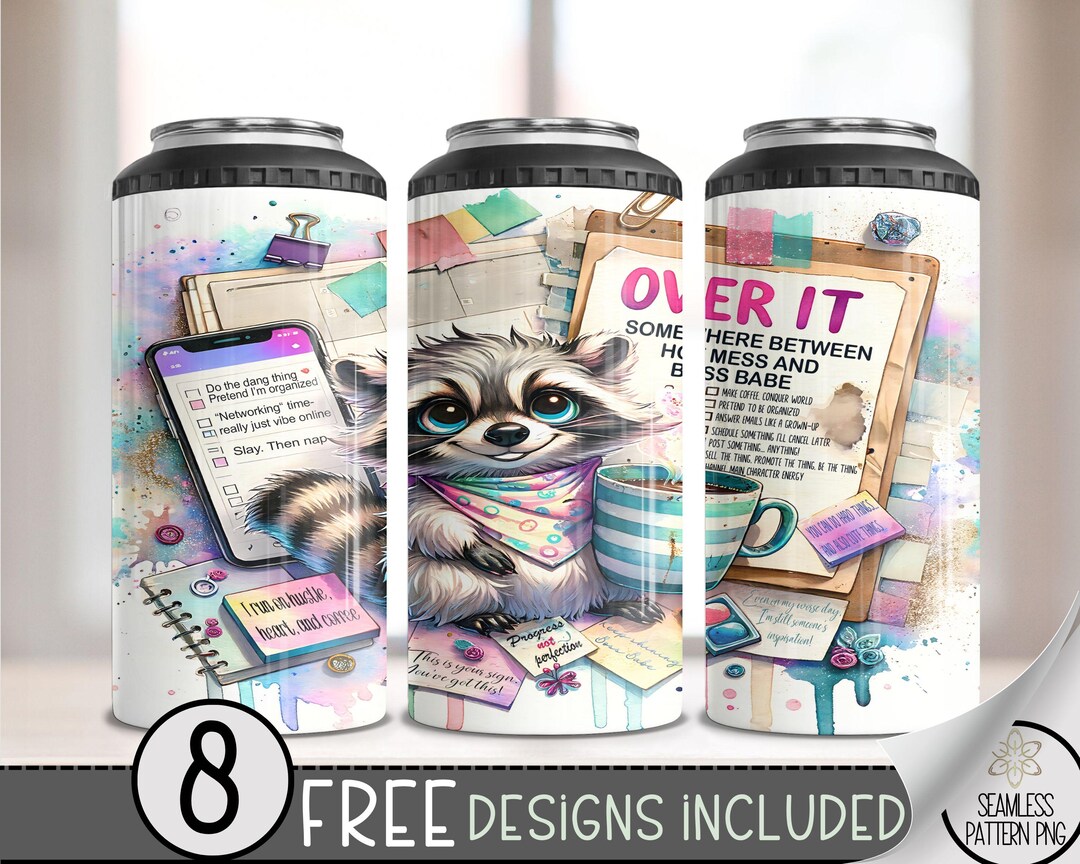 Hot Mess Boss Babe 4 in 1 Can Cooler Wrap, Girl Boss 16 Oz Can Cooler ...
