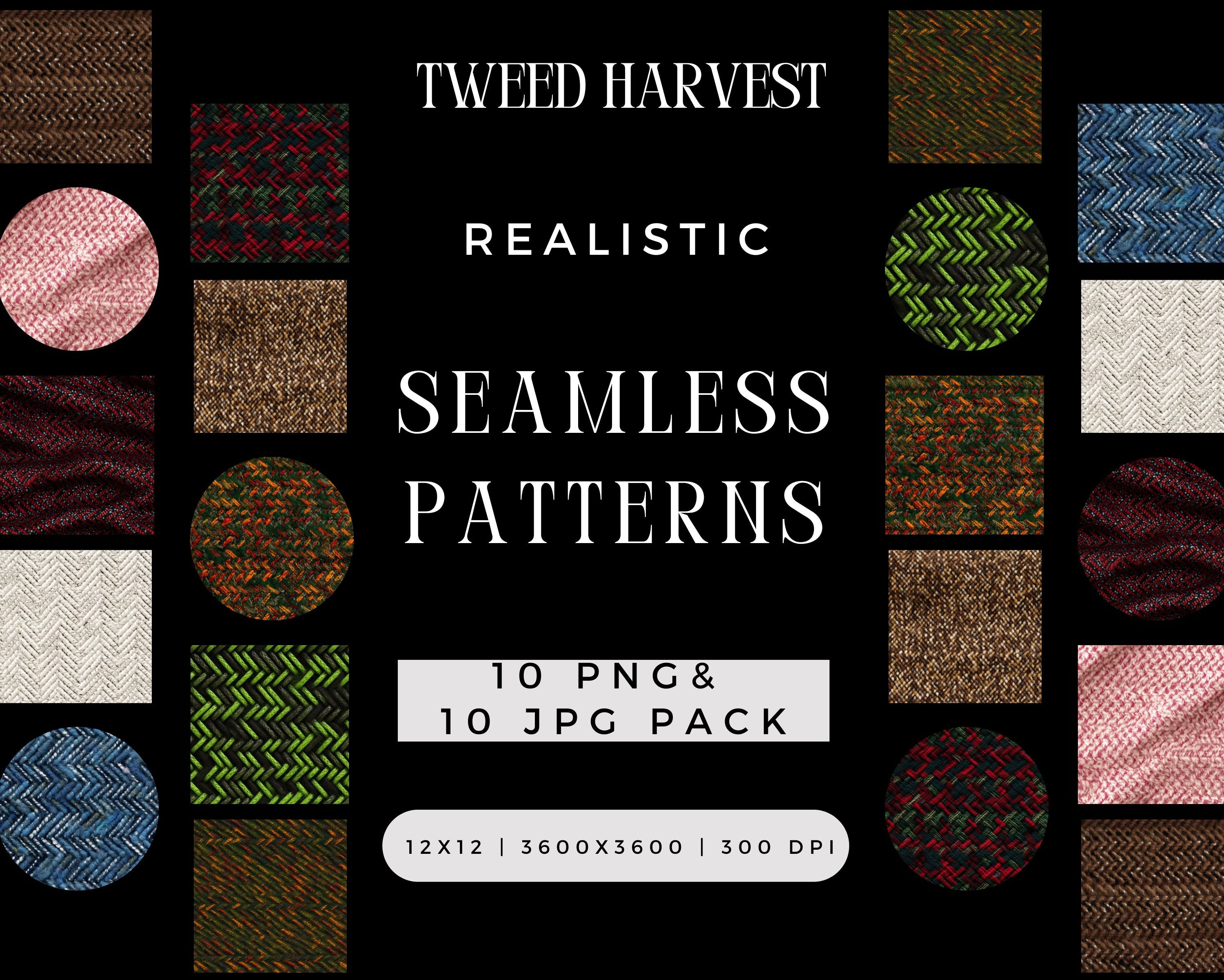 Digital Fall Tweed Harvest Seamless Pattern Texture PNG Bundle ...