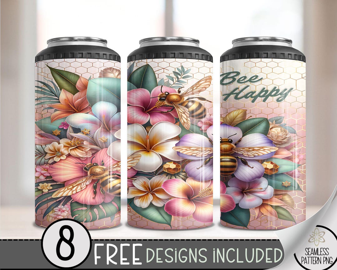 Bee Themed Can Cooler Design, Affirmation Sublimation Design,watercolor ...