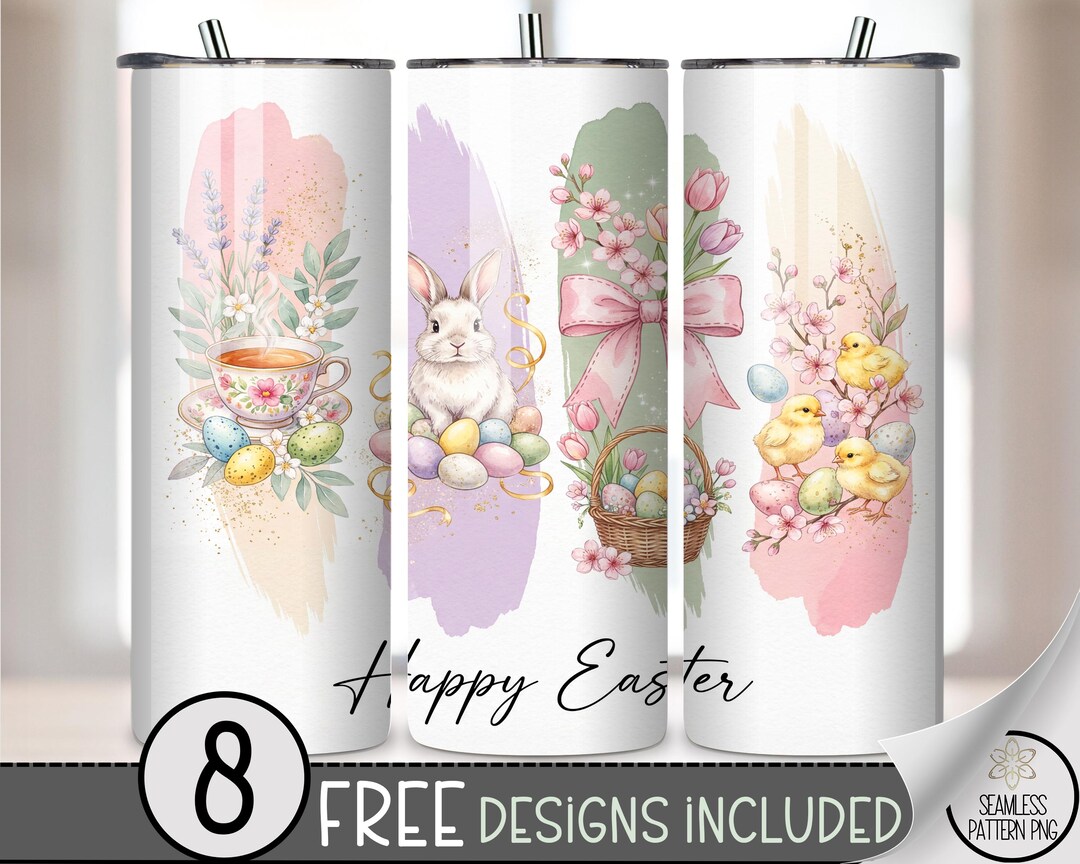 Easter 20 Oz Tumbler Wrap, Cute Sublimation Design for Straight ...