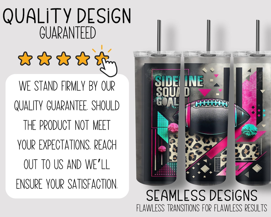 Sideline Squad Goals Tumbler Wrap, Neon Sports Sublimation 20 Oz Skinny ...