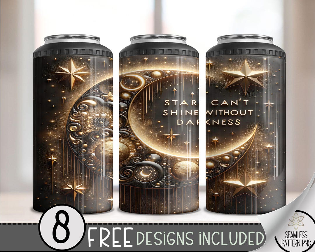 Moon Star Can Cooler Wrap,lunar Moon 16 Oz 4-in-1 Cooler Sublimation ...