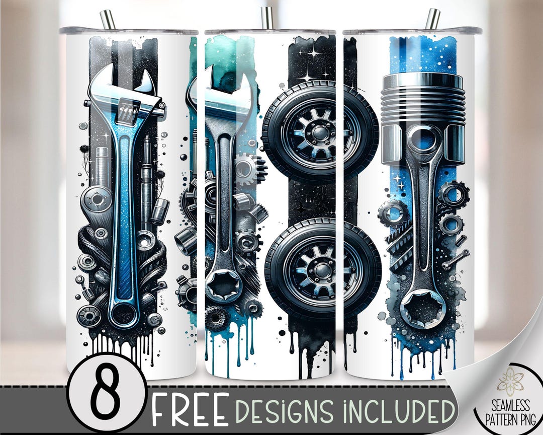 Mechanic Tumbler Wrap, Automotive 20oz Skinny Tumbler Sublimation ...