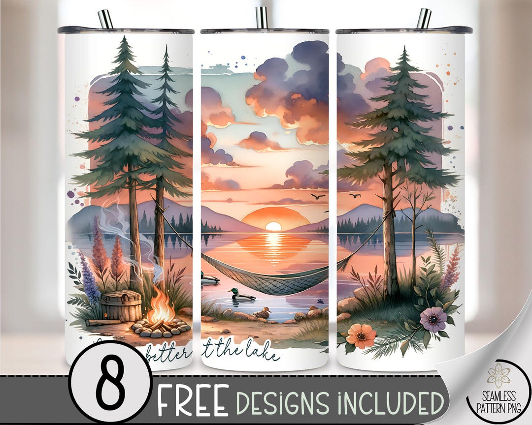 Lake Life Tumbler Design, Lake Sublimation Design, Campfire Skinny 20oz ...