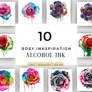 Alcohol Ink Rosy Inkspiration Clipart Bundle PNG JPG Clip Art Digital Instant Download ...