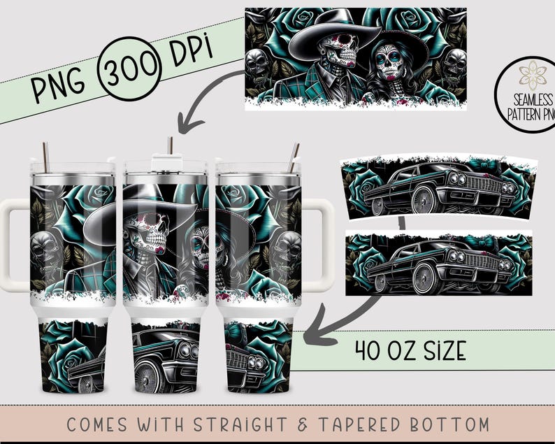 LA Chicano Cholo Couple 40oz Tumbler Wrap, Chicano Style Lowrider ...