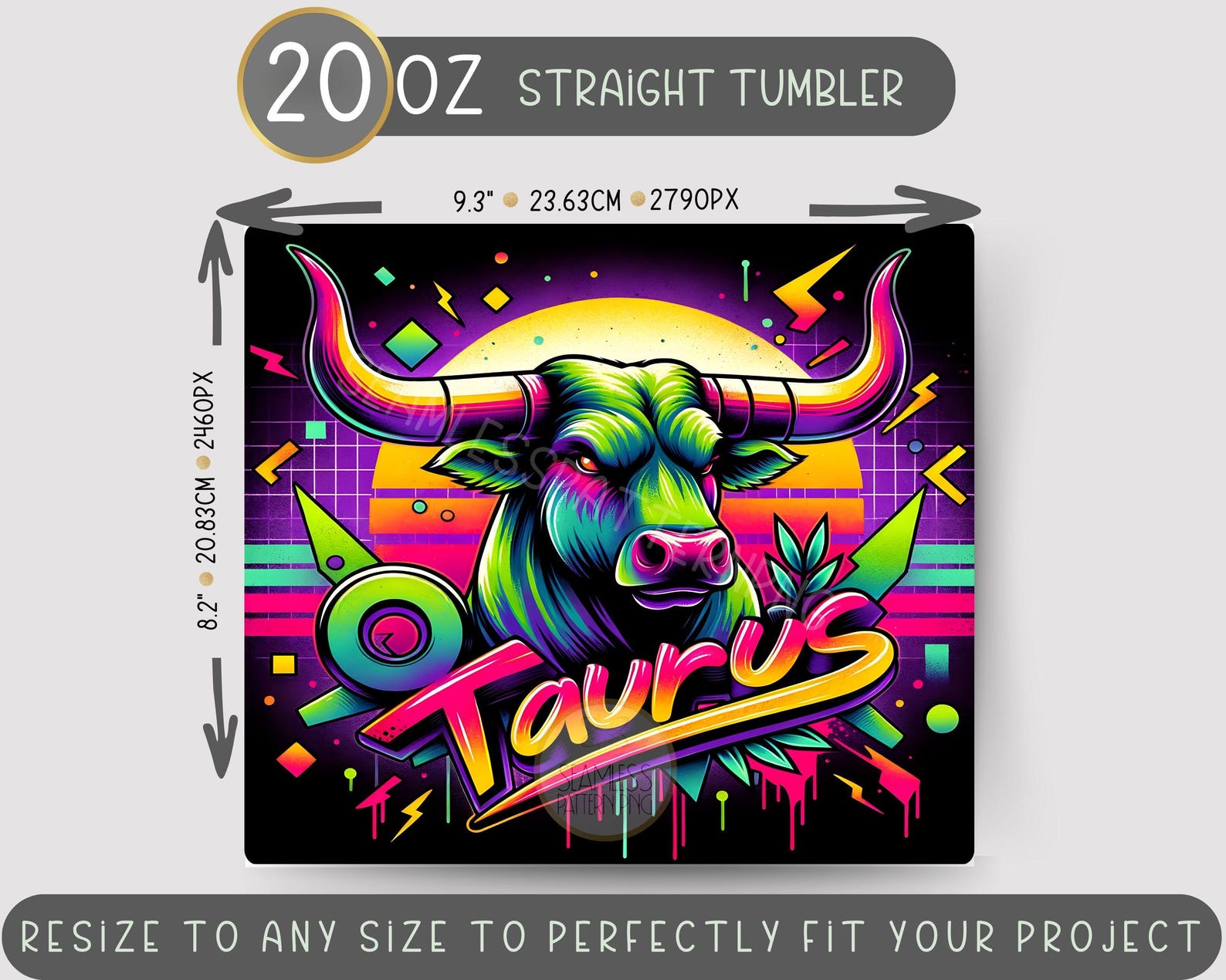 Airbrush Zodiac Tumbler Wrap, Taurus 20 Oz Skinny Tumbler Sublimation ...