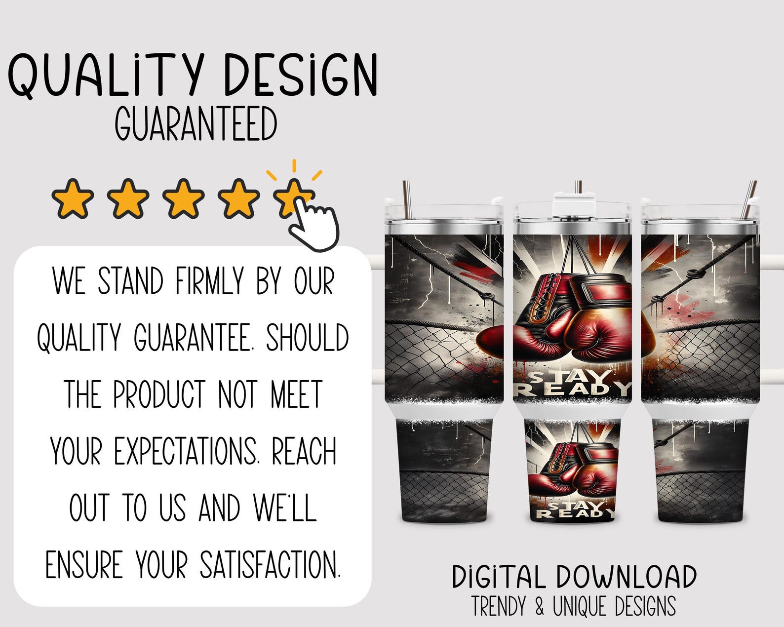 40 Oz Stay Ready Boxing Wrap PNG, Gym Gloves Fight Scene Tumbler Design ...