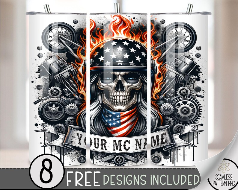 Motorcycle Tumbler Wrap, Add Your Name Motorcycle Wrap Tumbler, 20oz ...