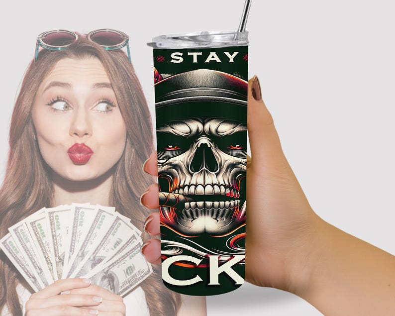 Skull Tumbler Wrap for Guy, Wicked 20oz Skinny Tumbler Sublimation ...