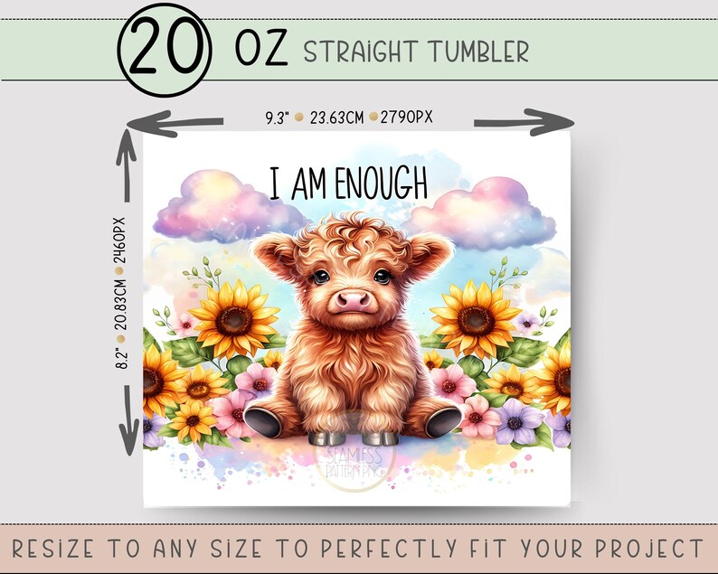 Highland Cow Tumbler Wrap, 20 Oz Inspirational Sublimations Design ...