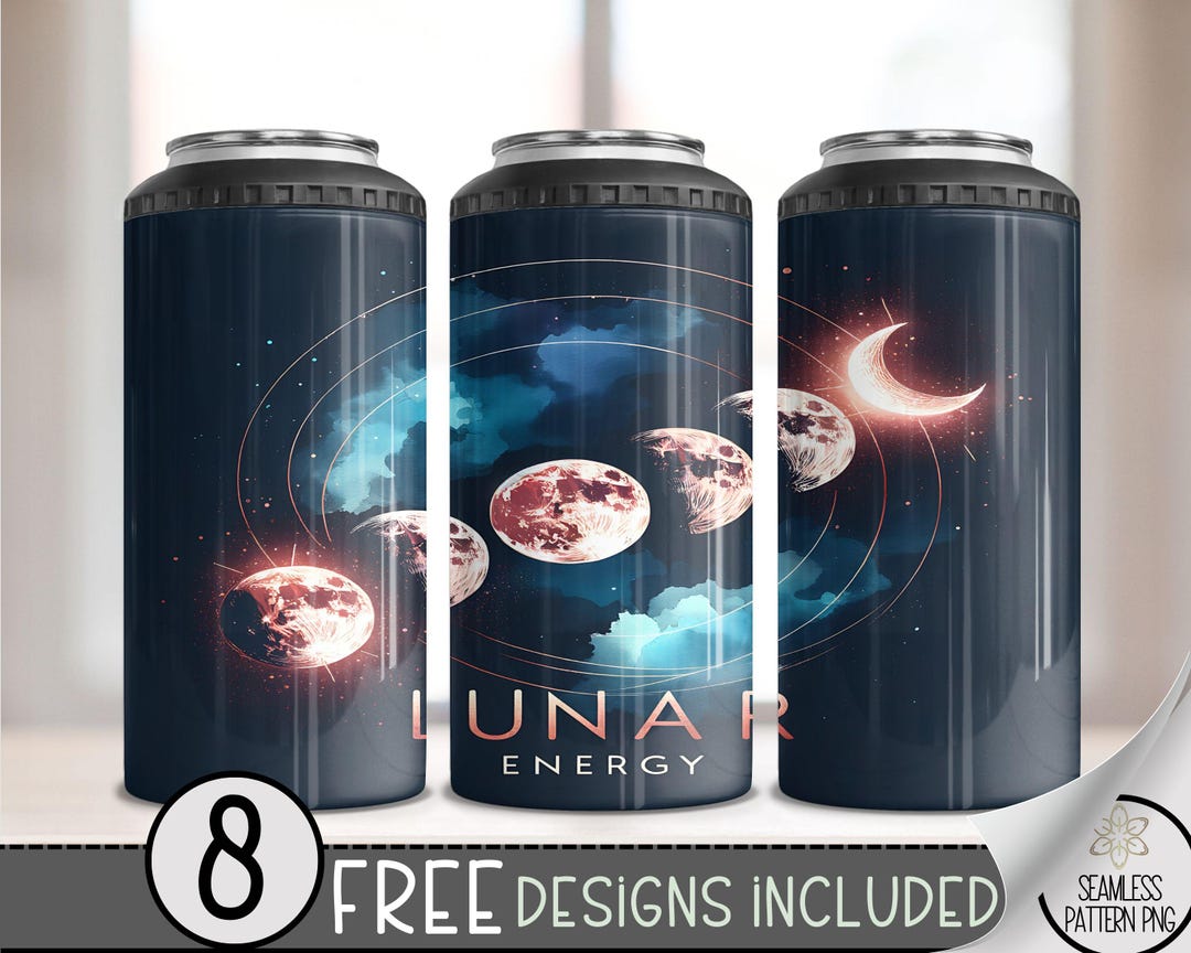 Moon Phase Can Cooler Wrap,lunar Moon 16 Oz 4-in-1 Cooler Sublimation ...
