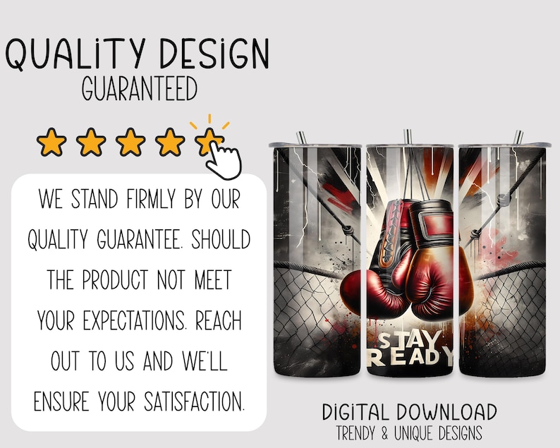 Stay Ready Boxing Gloves 20 Oz Tumbler Wrap PNG, Gym Fight Sublimation ...