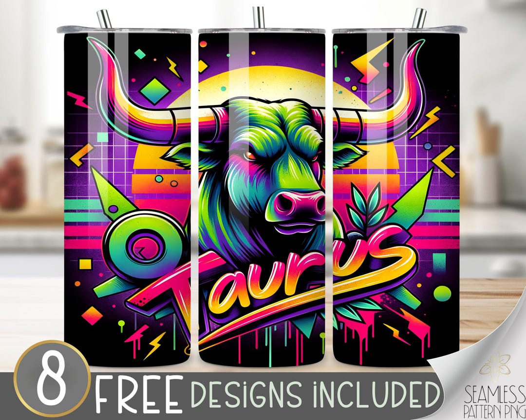 Airbrush Zodiac Tumbler Wrap, Taurus 20 Oz Skinny Tumbler Sublimation ...