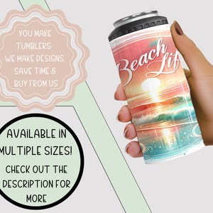 Beach Life 4in1 Can Cooler Wrap, Floral 4 in 1 Tumbler PNG, Ocean 16 Oz ...