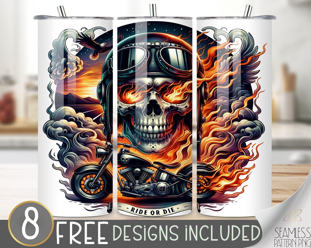 Motorcycle Tumbler Wrap, Seamless Motorcycle Wrap Tumbler, 20oz ...