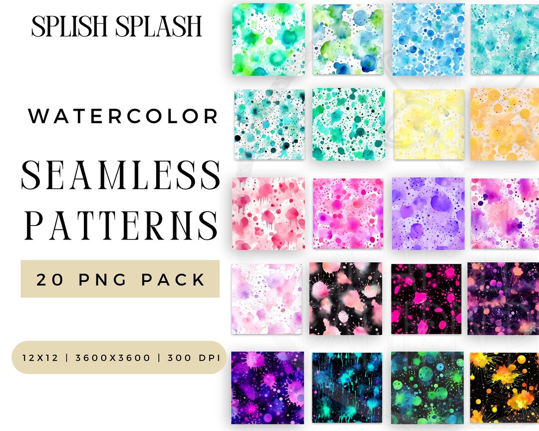 Digital Splish Splash Seamless Pattern PNG Bundle, Spring Sublimation ...