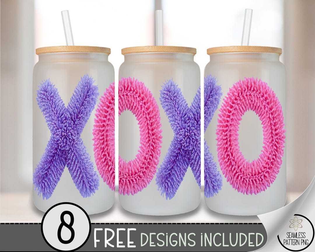 XOXO Knit Glass Can Wrap, Xoxo Yarn 16oz Glass Tumbler Sublimation ...