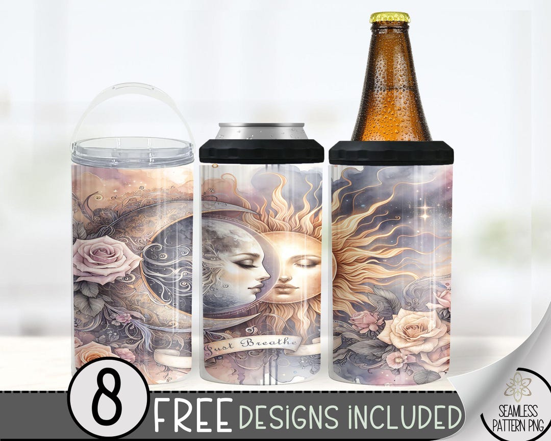 Just Breathe Can Cooler Wrap, Gothic Witchy Vibes Celestial 16 Oz 4-in ...