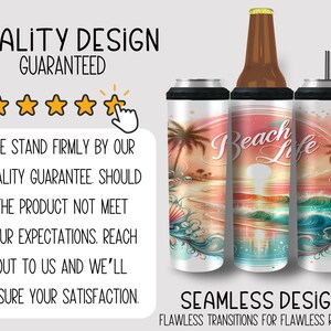 Beach Life 4in1 Can Cooler Wrap, Floral 4 in 1 Tumbler PNG, Ocean 16 Oz ...