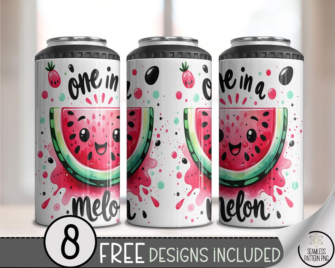 One in a Melon 4-in-1 Can Cooler Wrap PNG, Cute Kawaii Watermelon ...