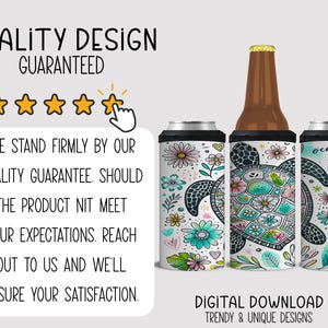 Sea Turtle 4 in 1 Can Cooler Wrap, Tropical 4in1 Tumbler PNG, Colorful ...
