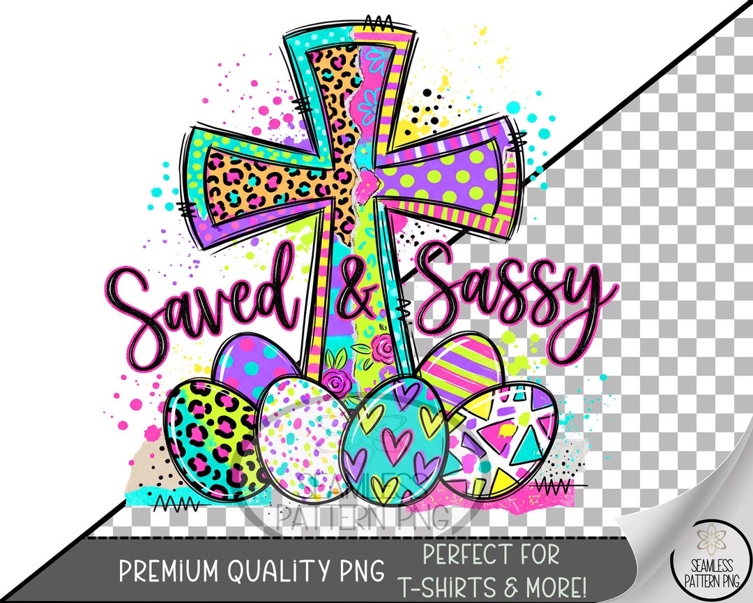 Sassy Easter PNG, Religious Sublimation Design, Cross With Eggs UV DTF ...