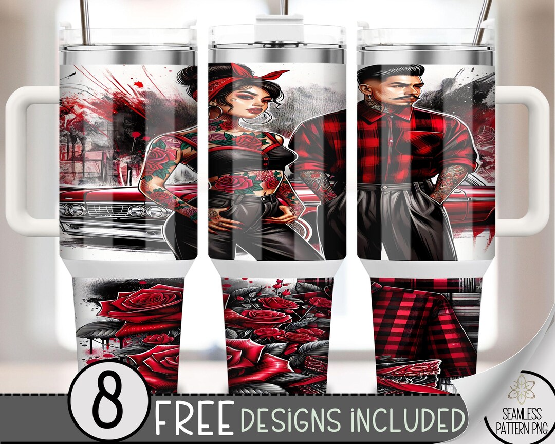 LA Chicano Cholo Couple 40oz Tumbler Wrap, Chicano Style Lowrider ...