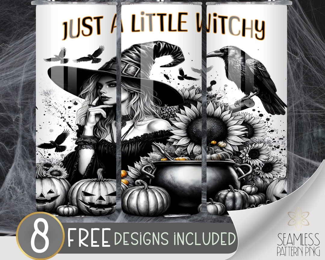 Witchy Halloween 20 Oz Skinny Tumbler Sublimation Design, Halloween ...