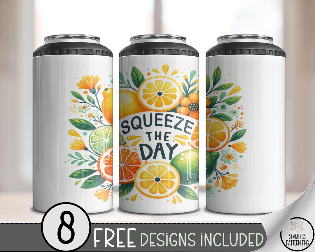 Squeeze the Day 4-in-1 Can Cooler Wrap PNG, Citrus Fruit Summer ...
