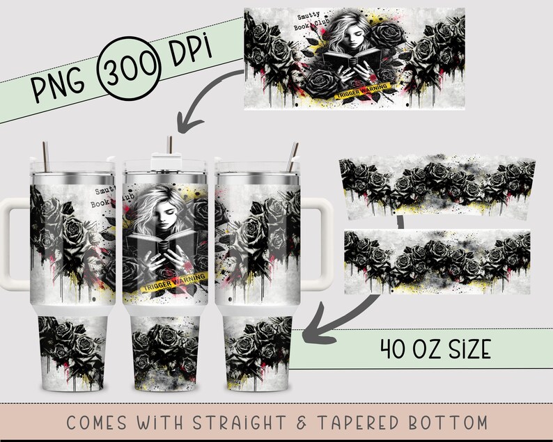Trigger Warning 40oz Tumbler Wrap, Romantasy Bookish Tumbler ...