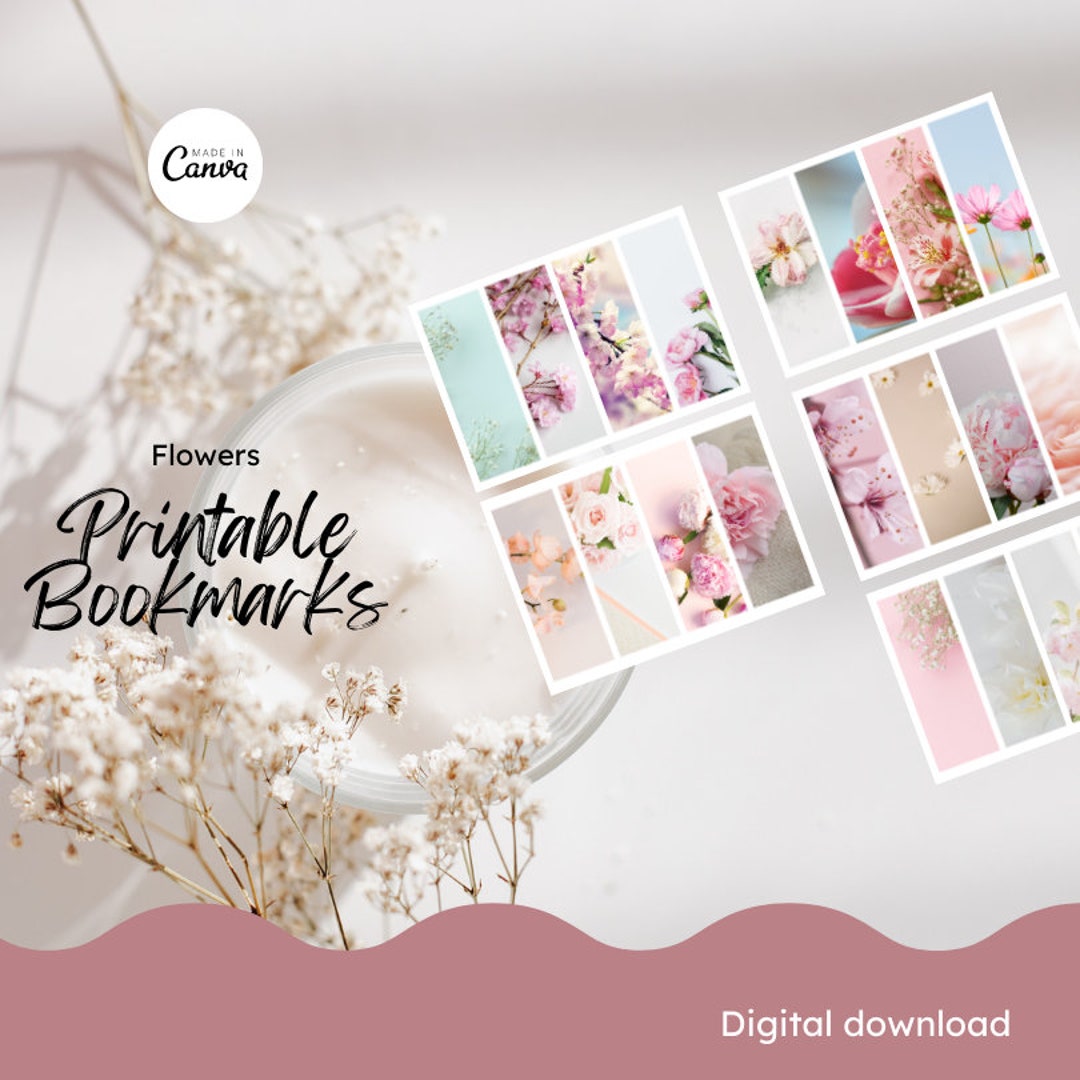 Flower Themed Bookmarks Downloadable Bookmarks 20 Printable Bookmarks ...