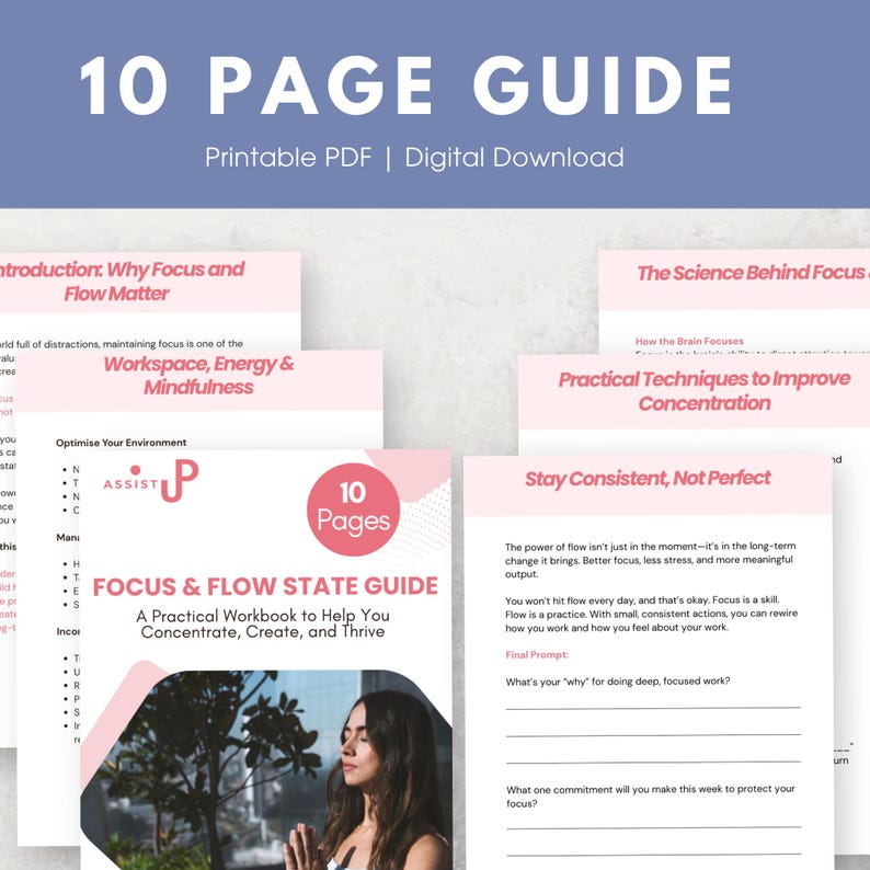 Focus and Flow State Workbook – Printable Productivity and Deep Work ...