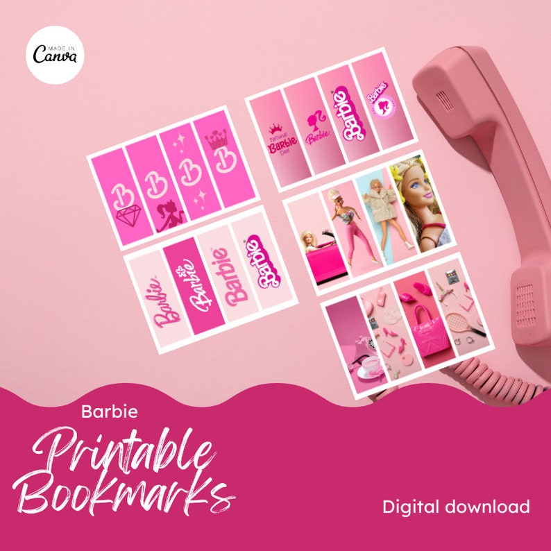 Barbie Themed Bookmarks Downloadable Bookmarks 20 Printable Bookmarks ...